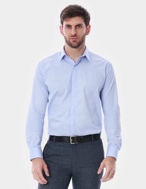 Camisa de vestir Vittorio forti de algodón manga larga para hombre 1